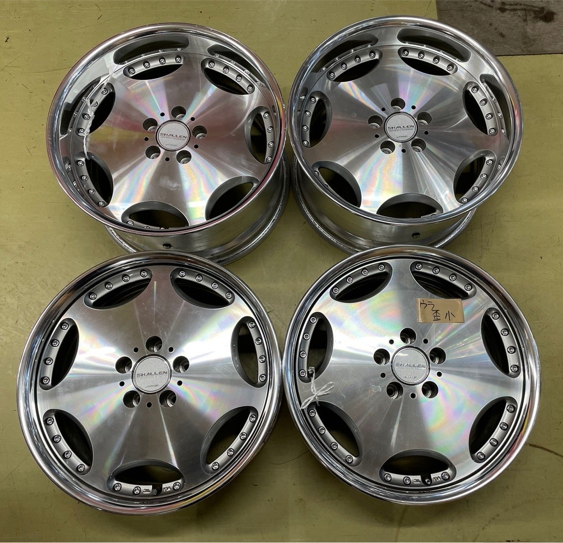 訳有品 前後違 裏リム歪み有 AME SHALLEN シャレン 18インチ 前/8J +35 後/9.5J +38 5H-114.3 トヨタ ...