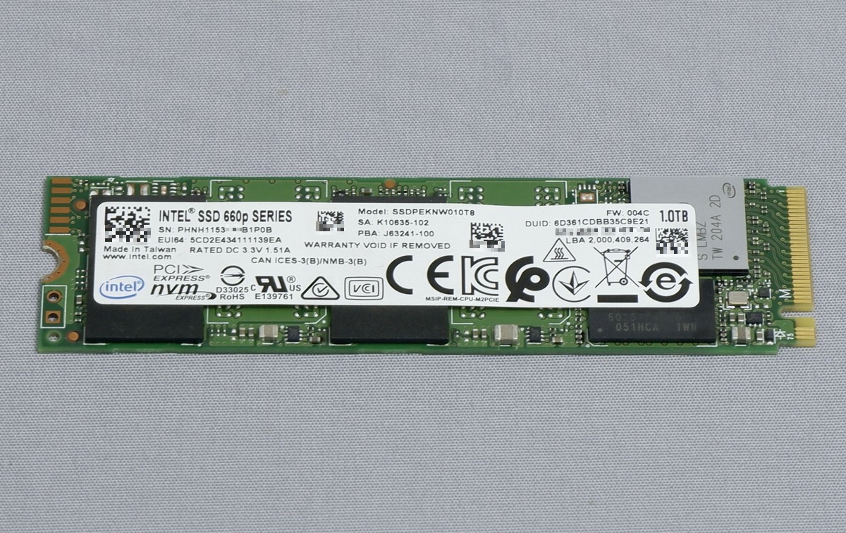 Intel 660p 1TB NVMe M.2 2280 SSD PCIe 読込1800MB/s(256GB～)｜売買されたオークション情報 ...