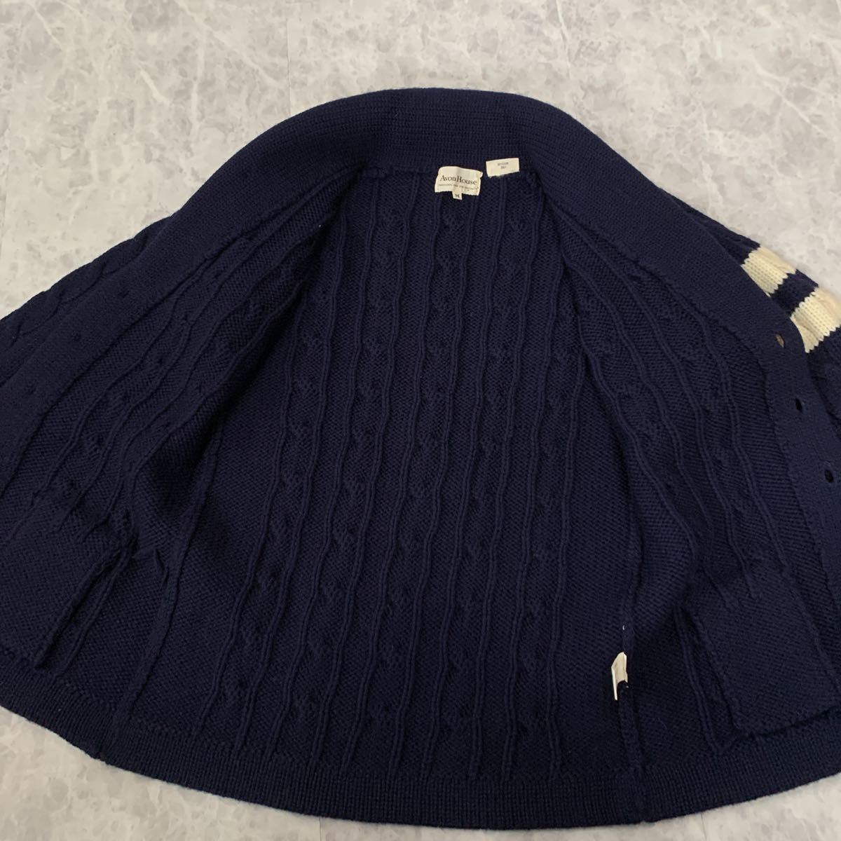 UU1 極上ウール100% '着心地抜群' Avon House エーボンハウス 高品質 WOOL ニット 長袖 ショールカラー カーディガン ...