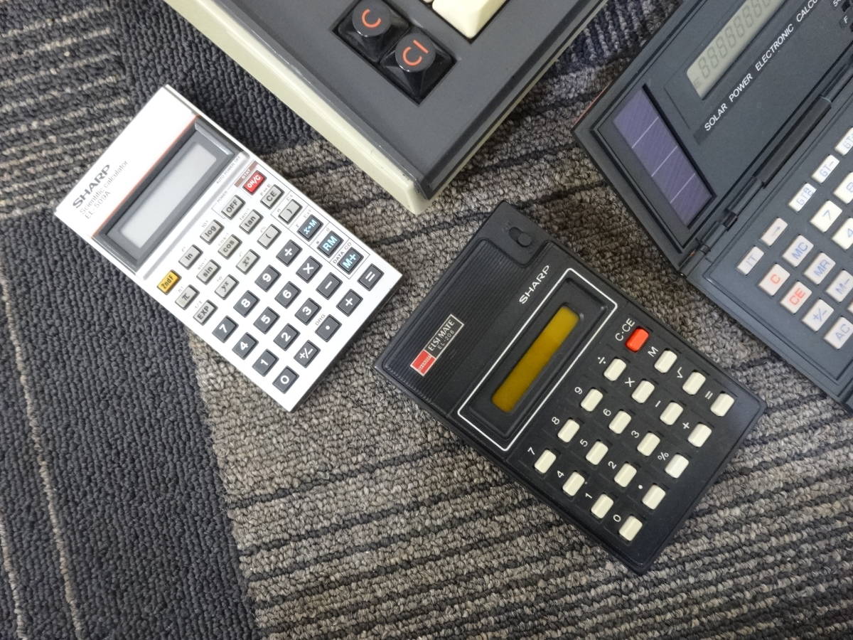 必見 電卓 計算機 8点 まとめ SHARP CASIO KYOCERA SANYO BUBU100X PiPi JE-6W EL-509A EL-206 CX-2000A SR-12 ...