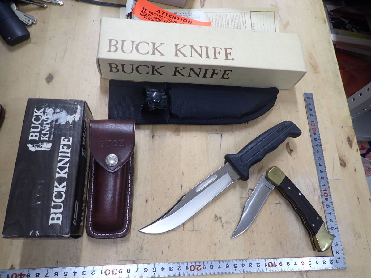 V28C BUCK バック シースナイフ&フォールディングナイフ 2本 2点 まとめてセット 110 619(ハンティングナイフ、狩猟刀 ...