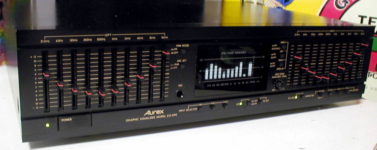 Aurex EQ-E90 Spectrum Analyzer 10Band Stereo Graphic Equalizer 左右可変出力OK 東芝/オーレックス ステレオ 10連 スペアナ ...