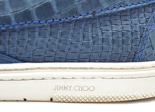 定価7万円 イタリア製 ジミーチゥ JIMMY CHOO GROVE クロコ型押し 極上カーフ 牛革 スリッポン スニーカー 43/28cm ...
