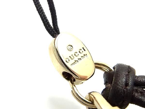 1円 同様 GUCCI グッチ バンブー レザー USB メモリ 8GB キーホルダー 携帯ストラップ ダークブラウン系×ゴールド系 ...