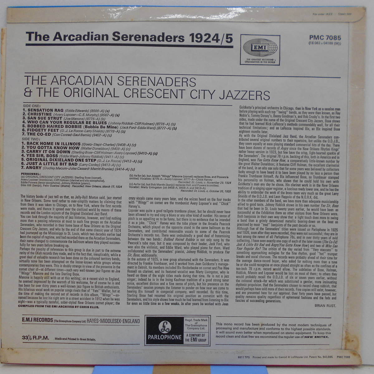 輸入盤 THE ARCADIAN SERENADERS / 1924-1925 PARLOPHONE PMC-7085(ジャズ一般)｜売買され ...