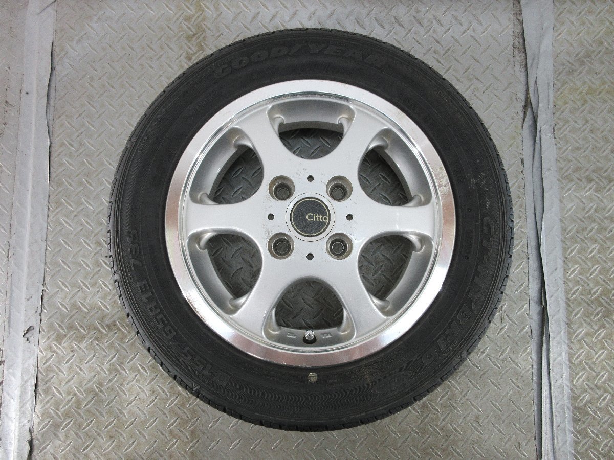 タイヤホイール Citto アルミホイール 13インチ 4.5J +45 4H 100 GOODYEAR CT-HYBRID 155 ...
