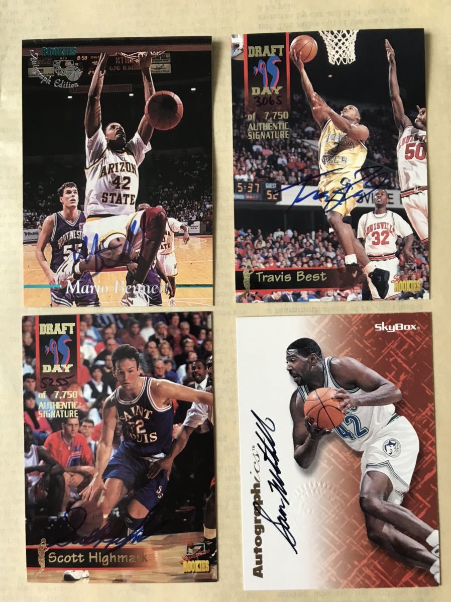 〜直筆サインカード4種 Mario Bennett Travis Best Scott Highmark Sam Mitchell ...