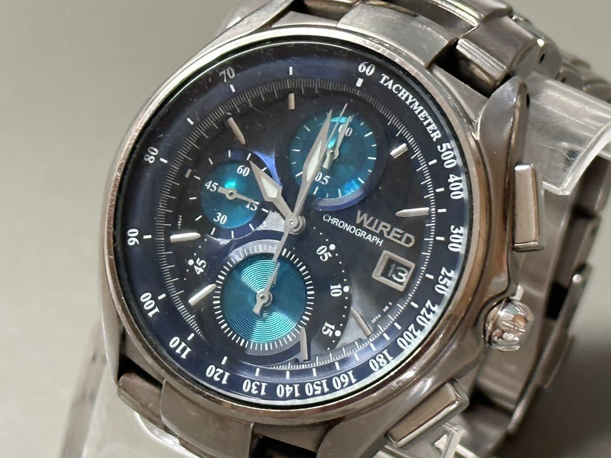 1円〜 セイコー SEIKO ワイアード WIRED クロノグラフ 7T92-0ER0 チタン TITANIUM メンズ腕時計 稼働品 ...
