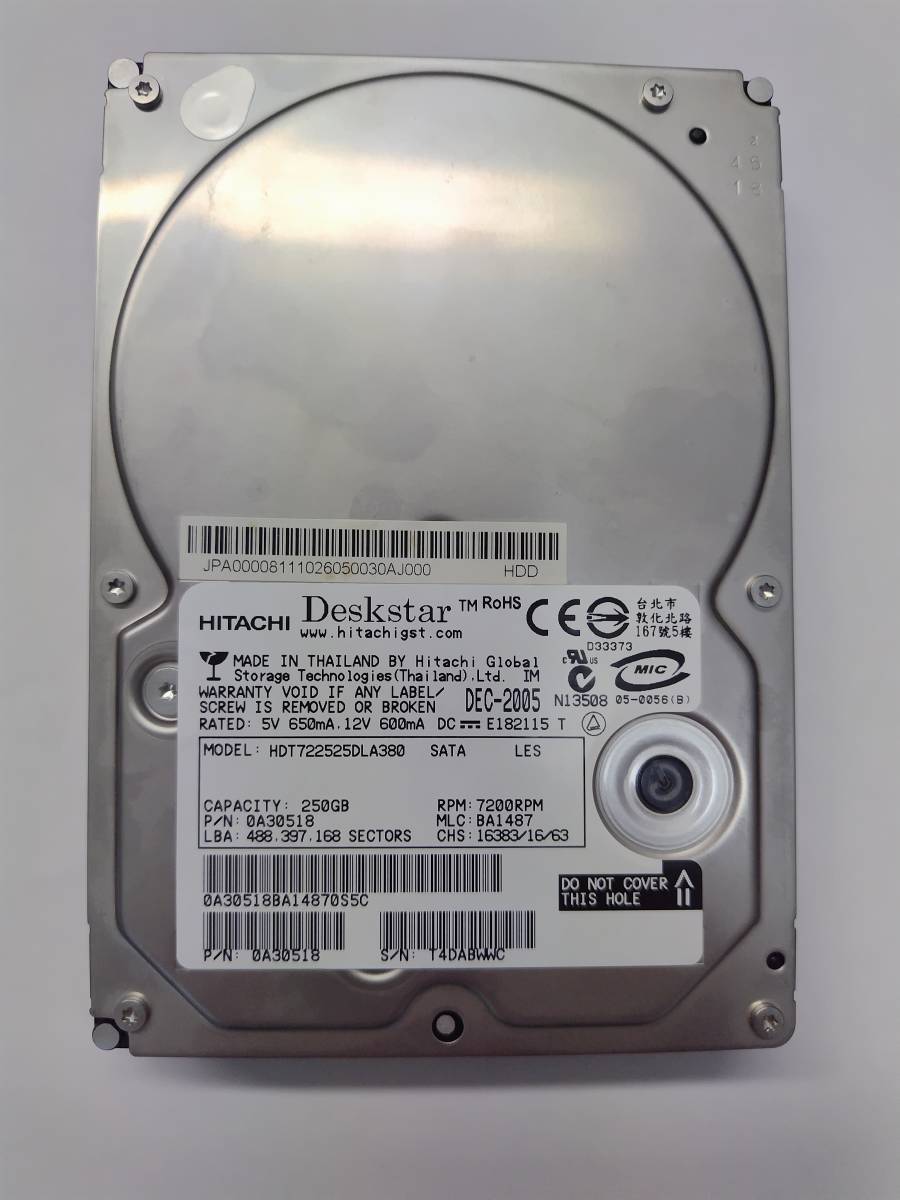 日立HDD Deskstar HDT722525DLA380 250GB Used(200GB～)｜売買されたオークション情報、yahooの ...