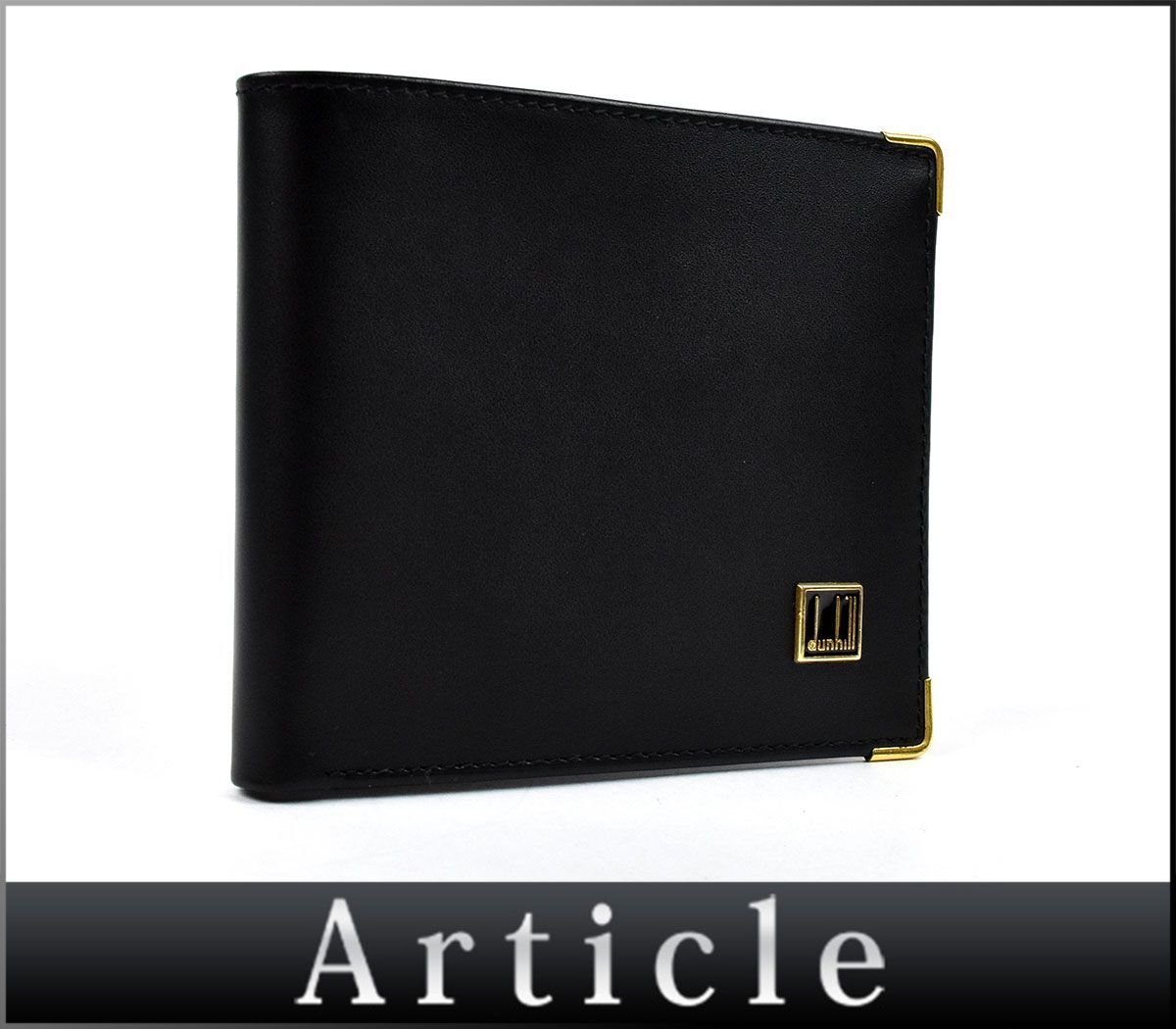 157420 dunhill ダンヒル 二つ折り財布 短財布 ショートウォレット レザー 革 ブラック 黒 無地 シンプル メンズ/ C(財布 ...
