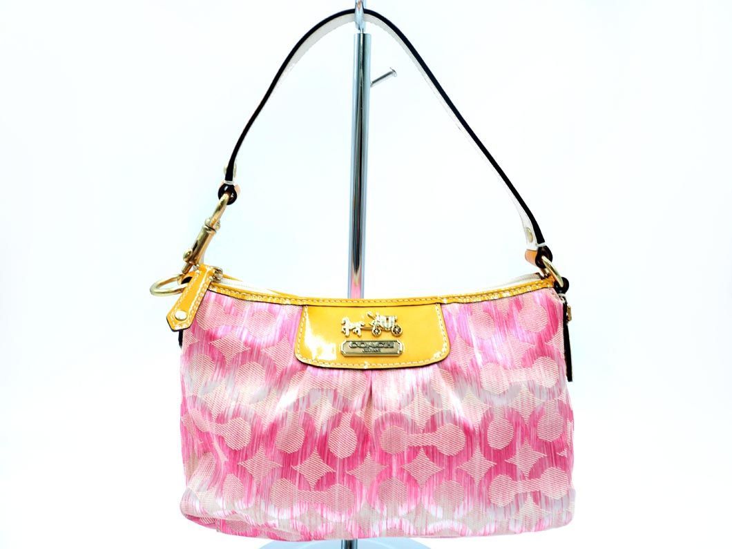 COACH コーチ 42684 マディソン オプアート ハンドル ポーチ ハンド バッグ ピンク dic0 レディース(ハンドバッグ)｜売買さ ...