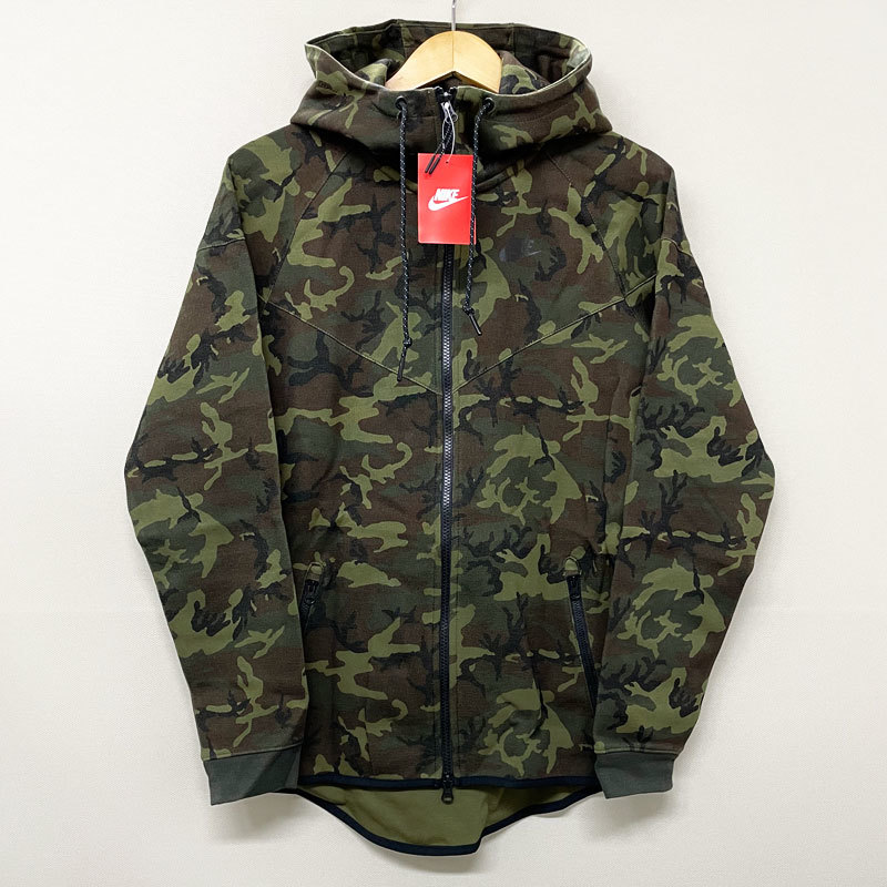 SA315 タグ付き NIKE/ナイキ ウィンドランナー テックフリース カモフラ ジップパーカー カーキ 694005 メンズ M(パーカ ...