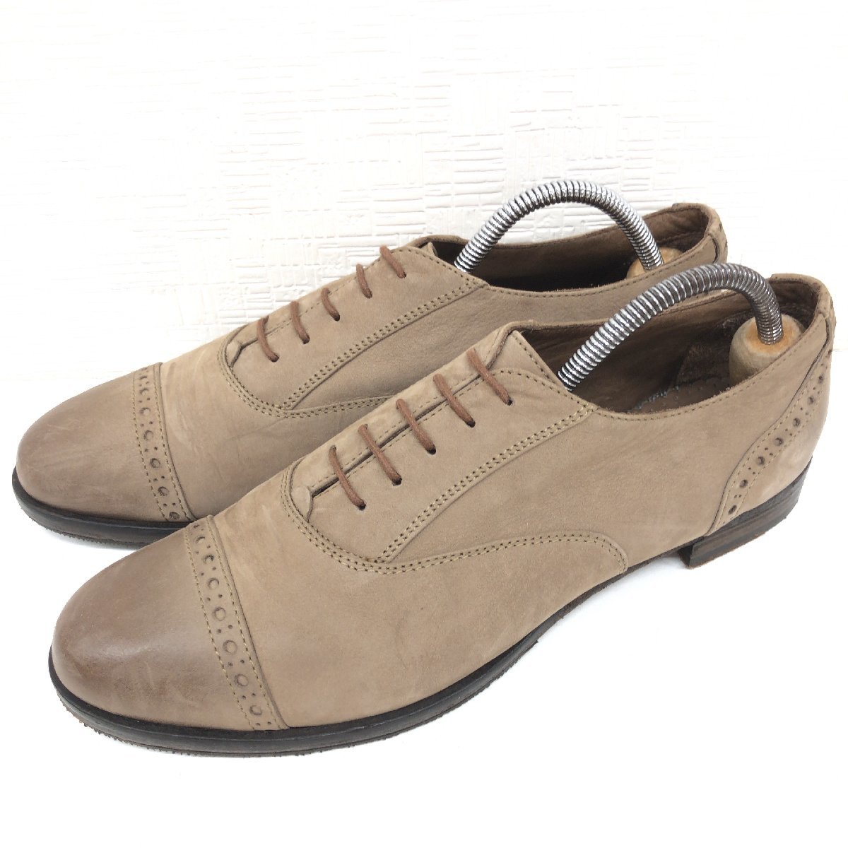 伊製 Sax Shoes Italy サックスシューズ アンティーク加工 本革 レザーシューズ 39 約24.5cm グレージュ ドレス ...