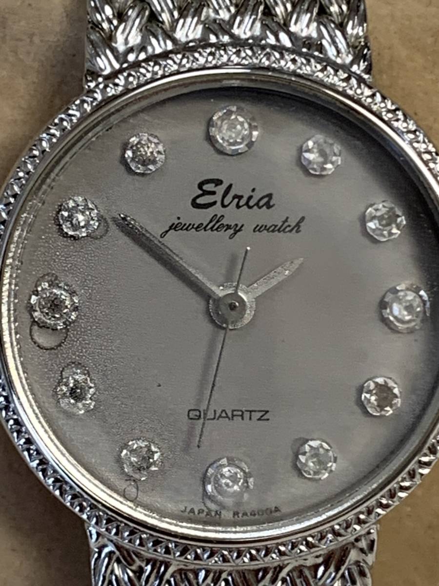 L025 稀少 レア レディース腕時計 ELRIA/エルリア RA-400 Y-H58S 9012 ジュエリーウォッチ ストーン付 クォーツ ...