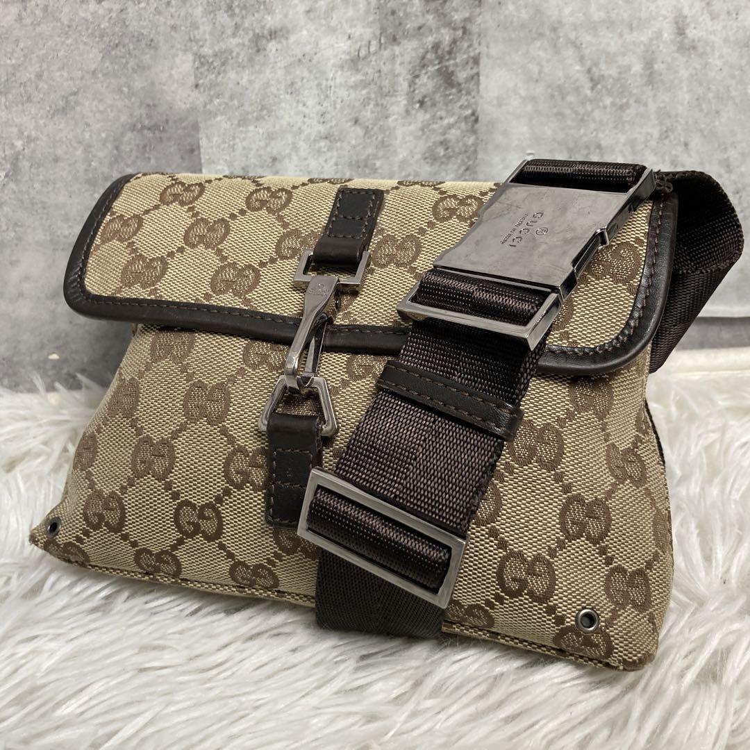 1円〜グッチ GUCCI ウエストバッグ GG キャンバス ショルダーバッグ レザー 92543 メンズ レディース ボディバッグ ミニバッグ ...