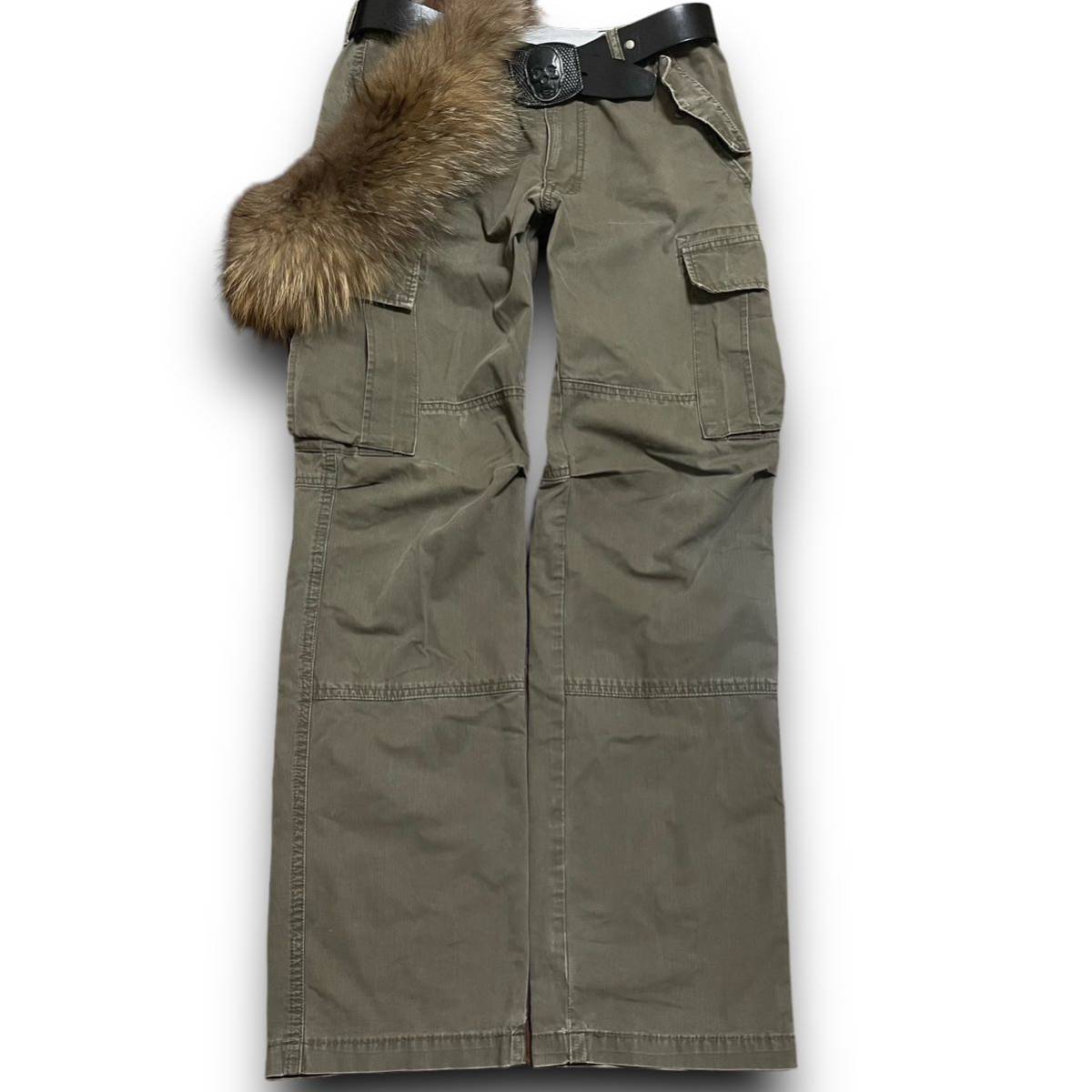RARE 00s Japanese Label Y2K gimmick flare cargo fur pants goa ...