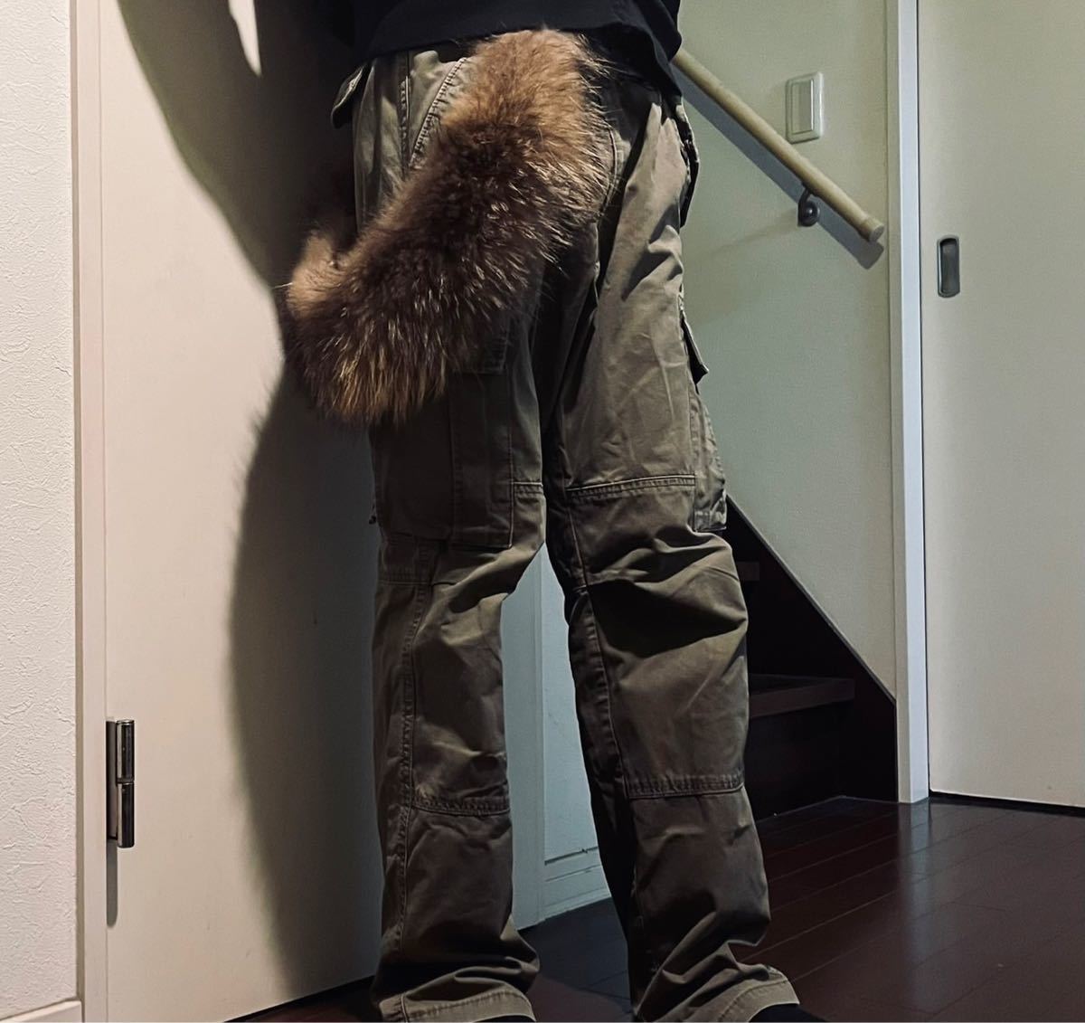 RARE 00s Japanese Label Y2K gimmick flare cargo fur pants goa ...