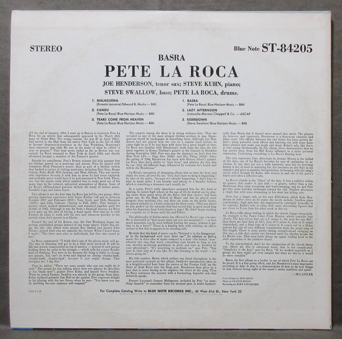 LP 激レア 見本盤 BLUE NOTE キング PETE LA ROCA BASRA 白ラベル/ピート ラ ロッカ/バスラ/Joe ...