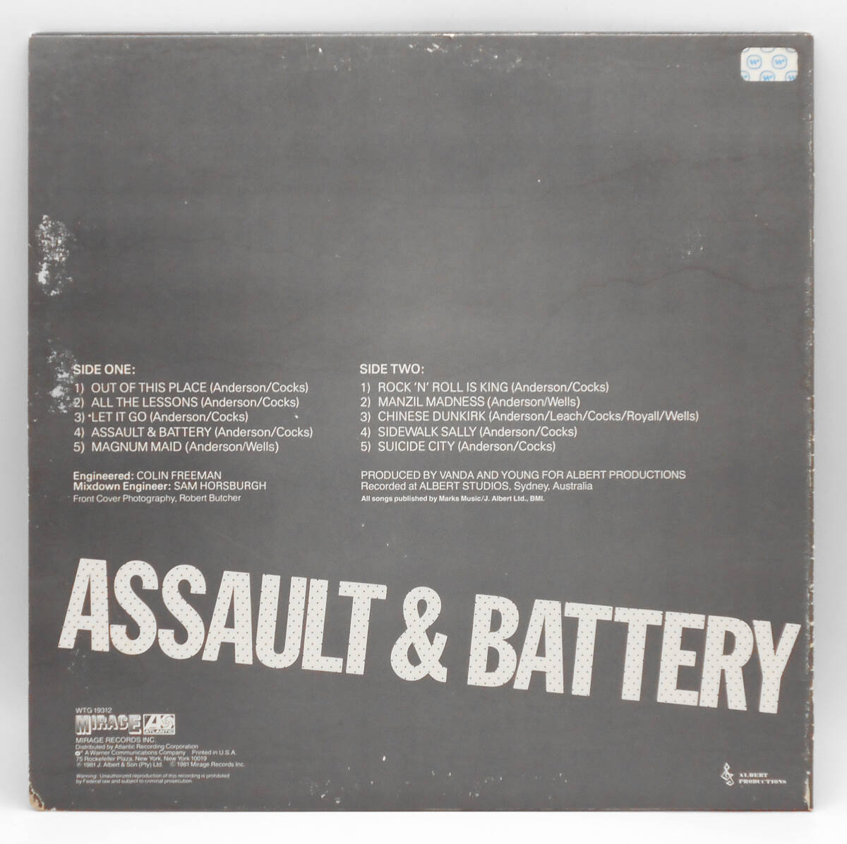 良盤 US ORIG PROMO LP ROSE TATTOO/Assault & Battery 1981年 OZ爆走極悪R&R AC/DC ...