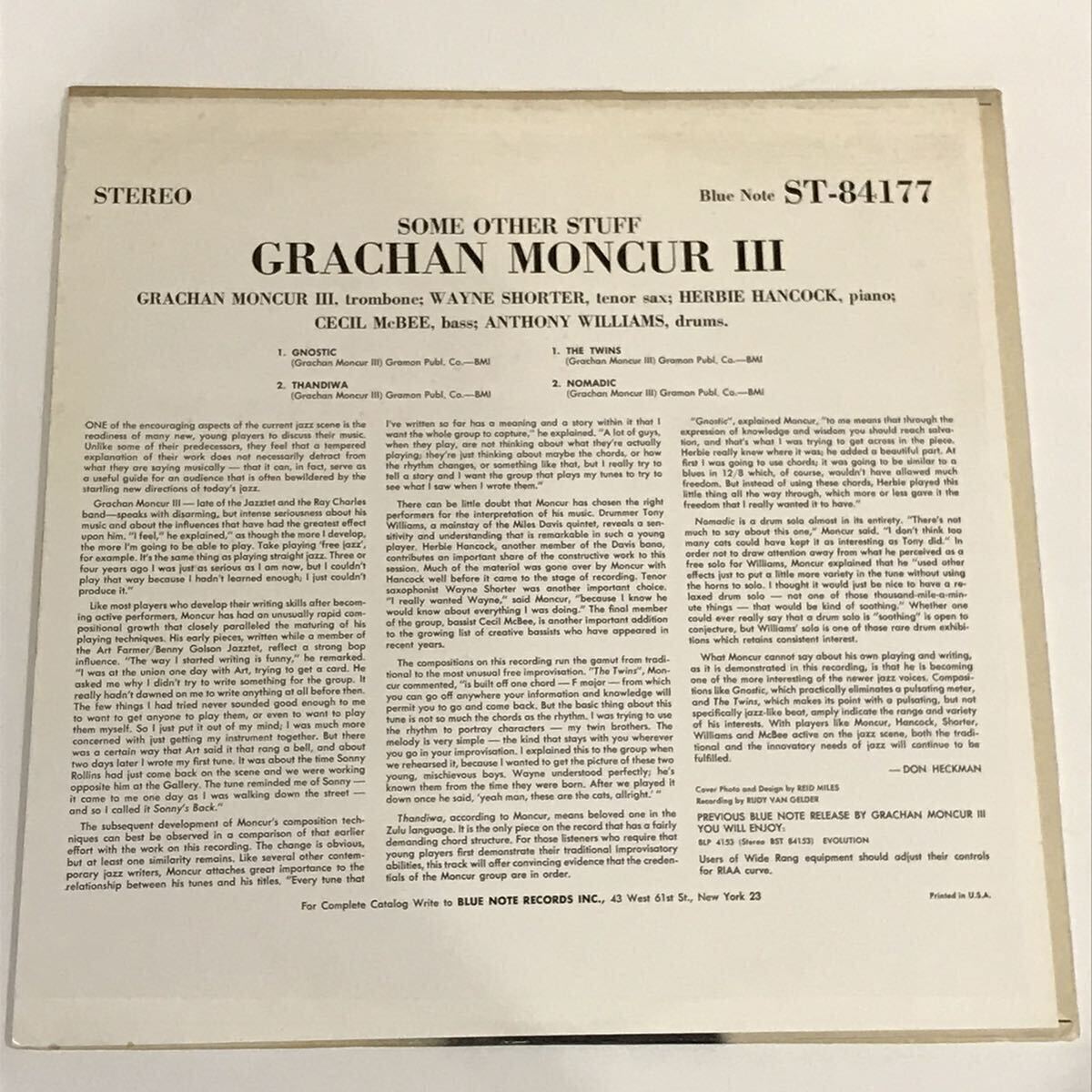 VAN GELDER刻印入り US盤 GRACHAN MONCUR III / SOME OTHER STUFF on BLUE NOTE ...