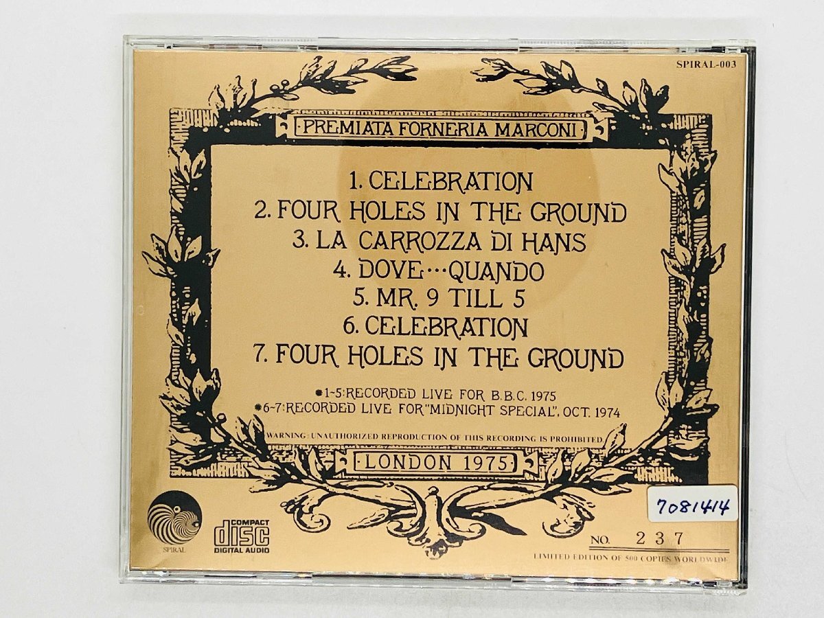 CD PREMIATA FORNERIA MARCONI / LONDON 1975 / 500枚限定プレス コレクターズCD NO.237 ...