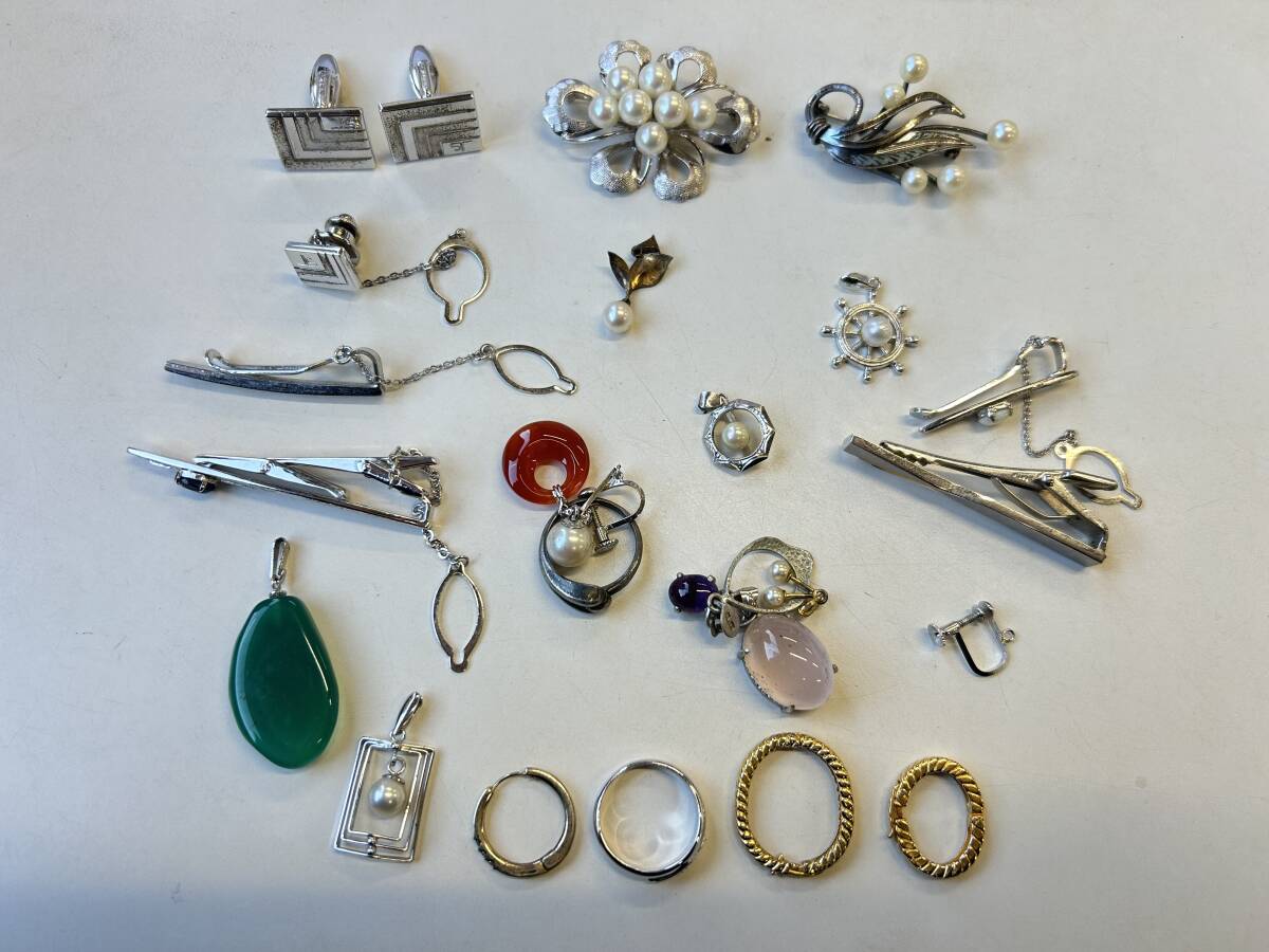 M-8432 同梱不可 980円 現状品 シルバーアクセサリー SILVER刻印 タイピン/ブローチ/カフス 等 アクセサリー 86.97g(シルバー)｜売買されたオークション情報、yahoo ...