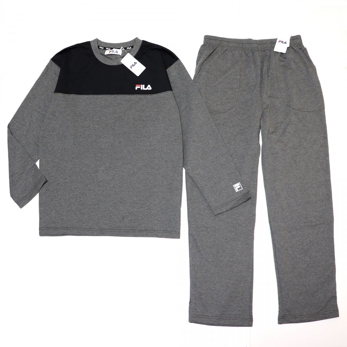 フィラ FILA メンズ カジュアル ロンT ロングパンツ 上下セット スーツ SET 濃灰 Mサイズ SET205116GA-N7-M ...