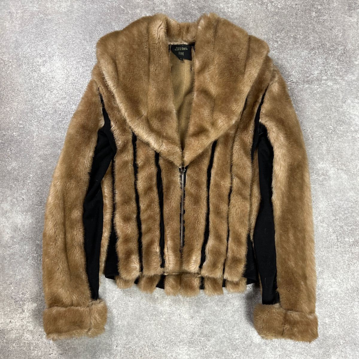 1スタ Jean Paul Gaultier ジャンポールゴルチエ フェイクファーコート ジャケット ファーコートベージュCA3(その他)｜売買されたオークション情報、yahooの商品情報を ...