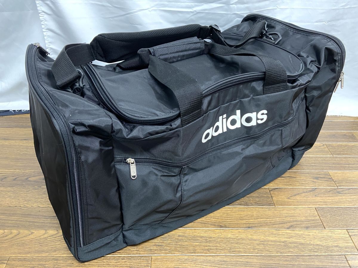 M716 adidas/アディダス 2way ナイロン ボストンバッグ スクエア ショルダーバッグ スポーツバッグ 旅行 ブラック 大容量 b ...