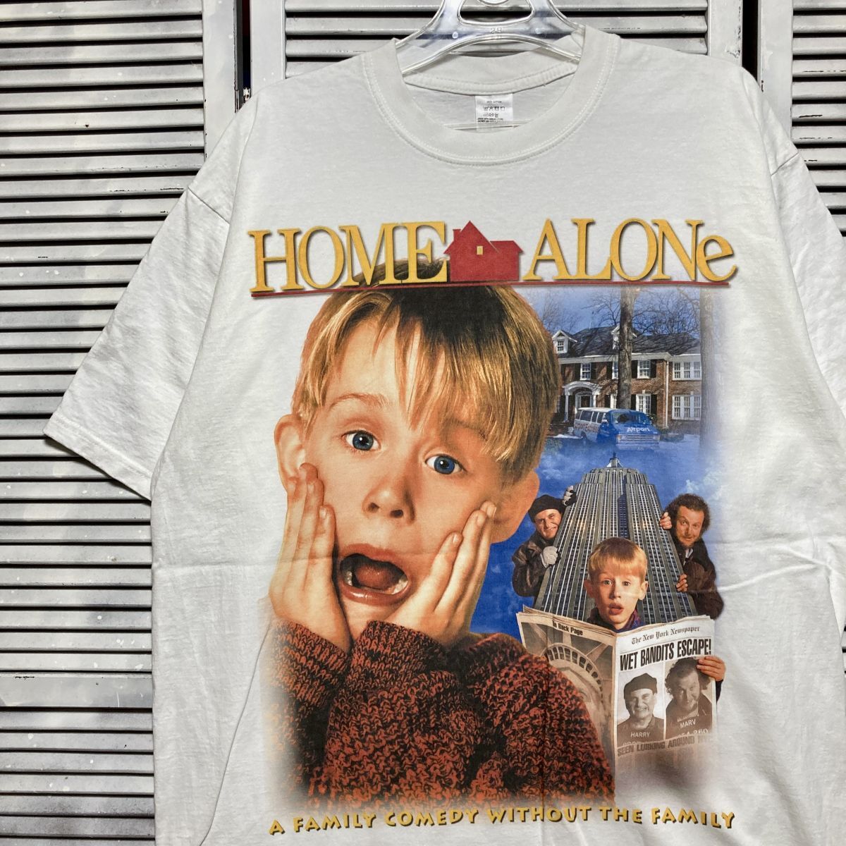 BJCV 1円スタート 白 ムービー Tシャツ ホームアローン HOMEALONE 海外 映画 洋画 名作 90s 00s ビンテージ ...