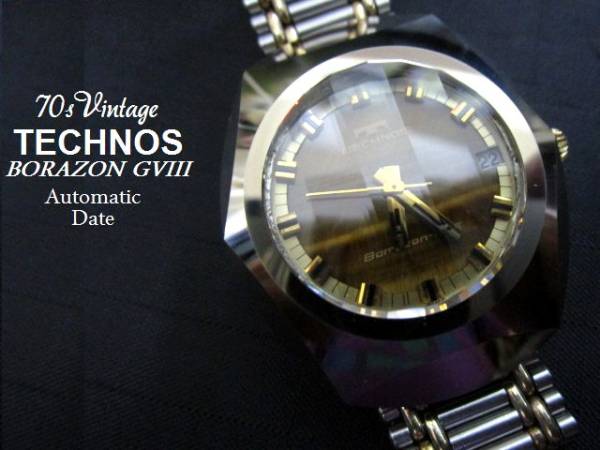 1円スタート 70年代 テクノスTECHNOS ボラゾンBORAZON GVIII 25石 自動巻 オートマティック デイト 腕時計 70sヴィンテージ タイガー(テクノス)｜売買された ...