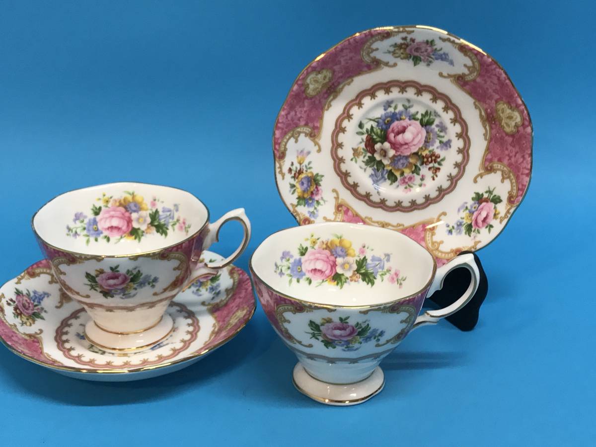 ROYAL ALBERT ロイヤルアルバート Lady Carlyle レディーカーライル コーヒーカップ&ソーサー ペアセット(ロイヤル ...