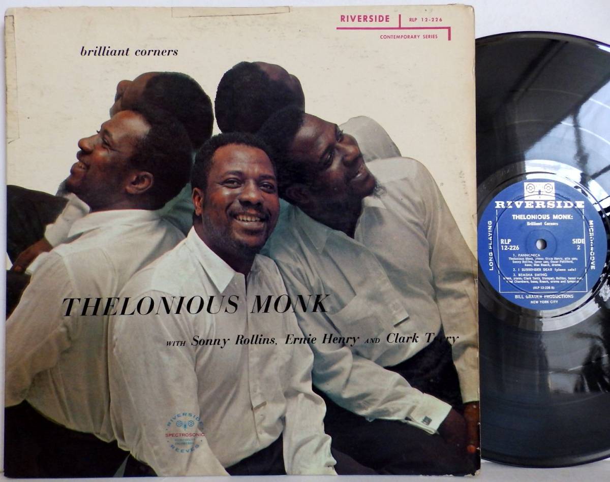 レア 青小 INC 印刷無 ラベル MONO US盤 THELONIOUS MONK Brilliant corners RIVERSIDE ...