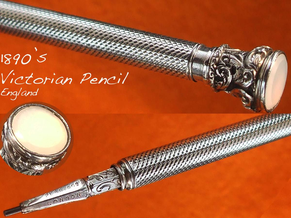 1890年代製 ヴィクトリアン シルヴァーペンシル イギリス 1890s Victorian Mechanical Silver Pencil ...