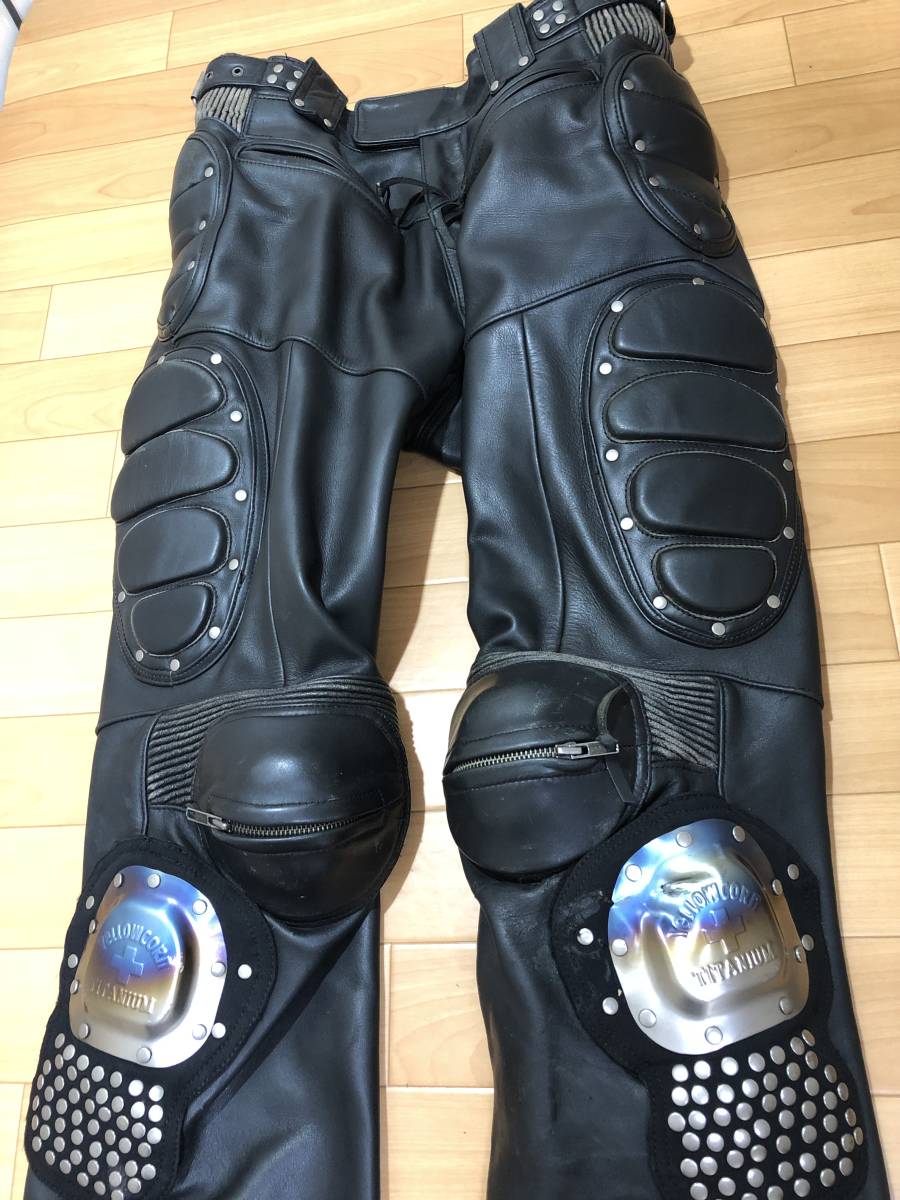 YELLOW CORN TITANIUM 牛革ブーツアウトレザー ライディングパンツ Lサイズ 身長168-172cmくらいの方に ウエスト ...