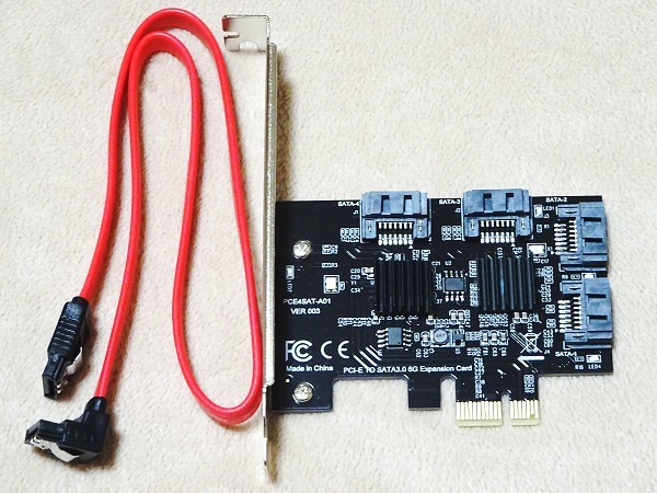 ASMedia ASM1061 4ポート SATAインタフェースボード PCI-E x1 6Gbps SATA3準拠 PCI Express ...