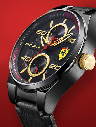 1円 フェラーリ公式ウォッチ 50m防水スクーデリアSCUDELIA FERRARI 本革ベルト ブラックフェイス 腕時計 MOVADO ...