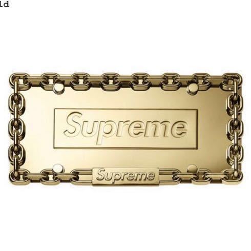 18AW Supreme Chain License Plate Frame Gold シュプリーム ライセンス ナンバープレート ...