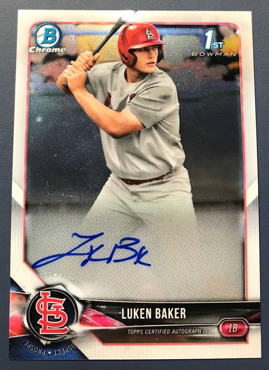 Luken Baker 2018 Bowman Draft Chrome Draft Pick Auto 直書き 直筆サインカード St ...