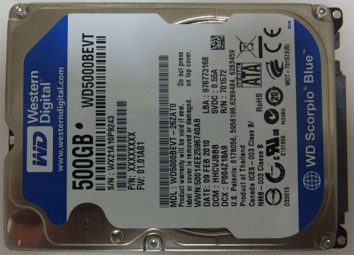 Western Digital WD5000BEVT SATA 2.5インチ 500GB(500GB～)｜売買されたオークション情報 ...