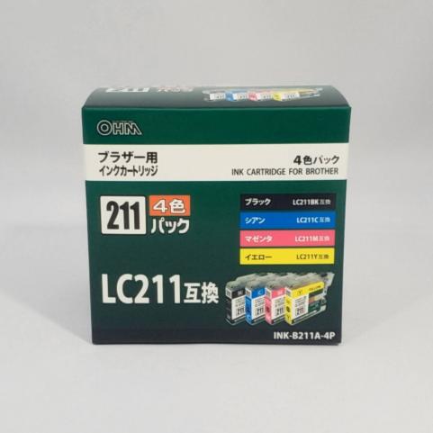 OHM ブラザー用インクカートリッジ LC211互換 4色パック INK-B211A-4P BROTHER(ブラザー)｜売買されたオークション ...