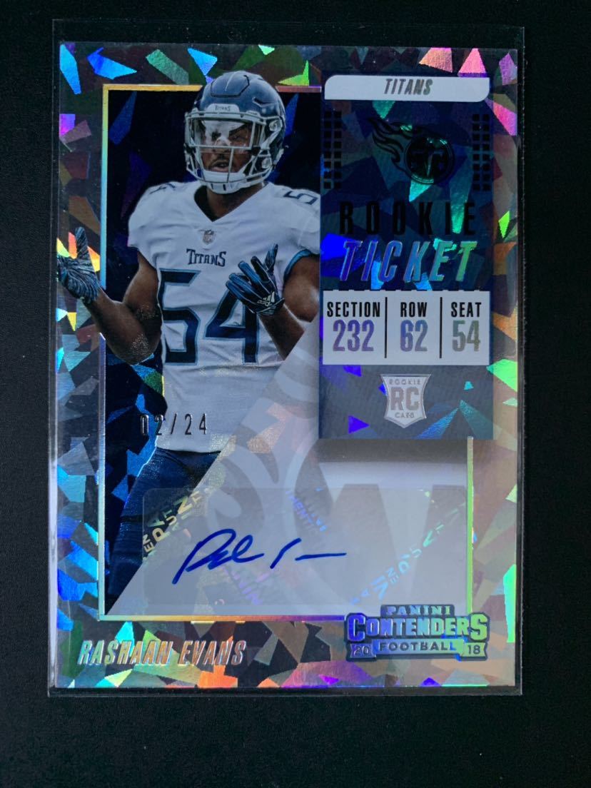 2018 Contenders NFL Rashaan Evans Titans 04/24枚限定 Auto Cracked Ice