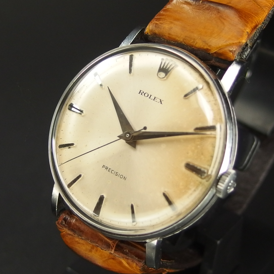 ROLEX ロレックス PRECISION プレシジョン Ref.9829 6番 SSxレザー 手巻き アンティーク メンズ 腕時計 風防交換 ...