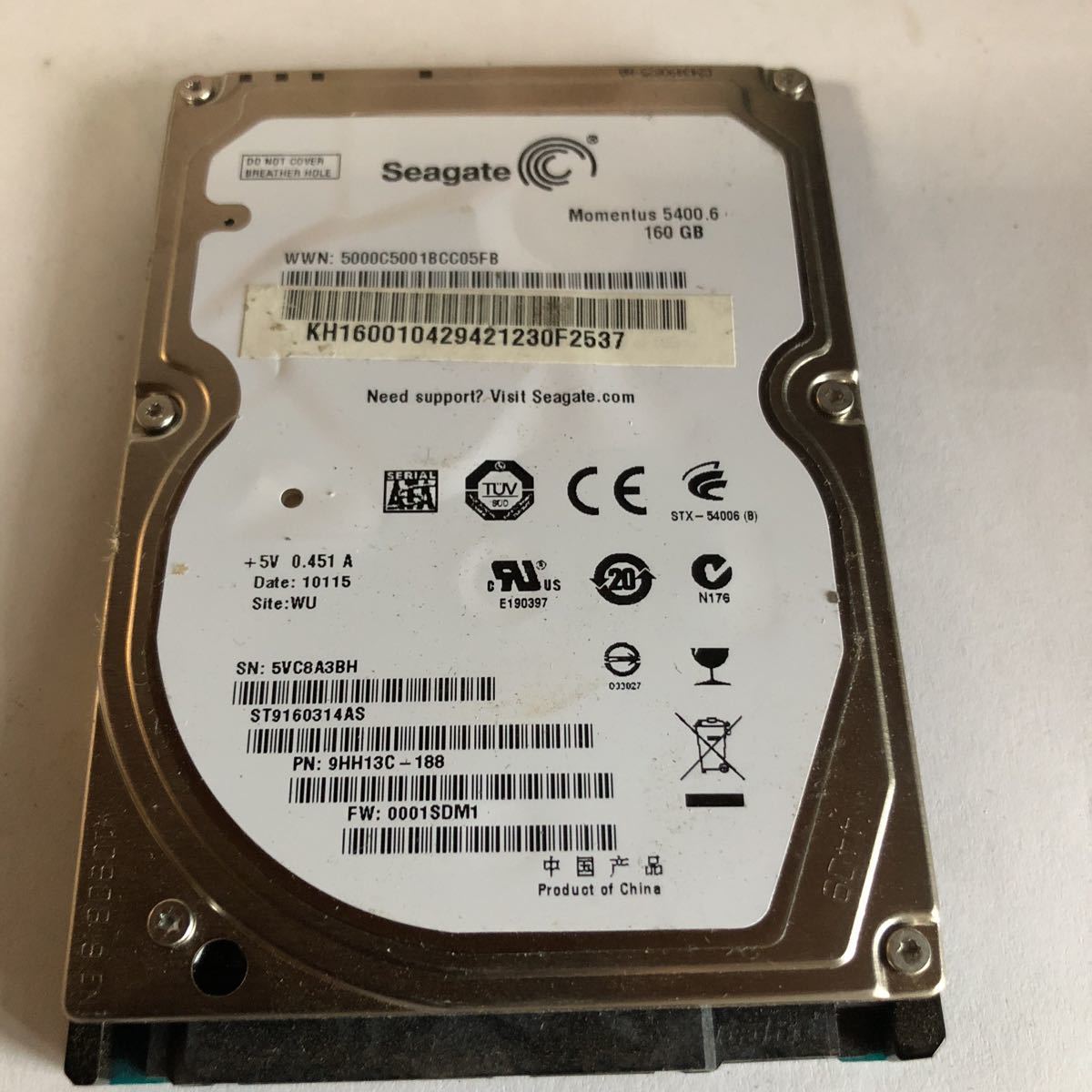 F1378: /68時間 seagate ハードディスク 2.5インチ SATA HDD 160GB ST9160314AS(100GB ...