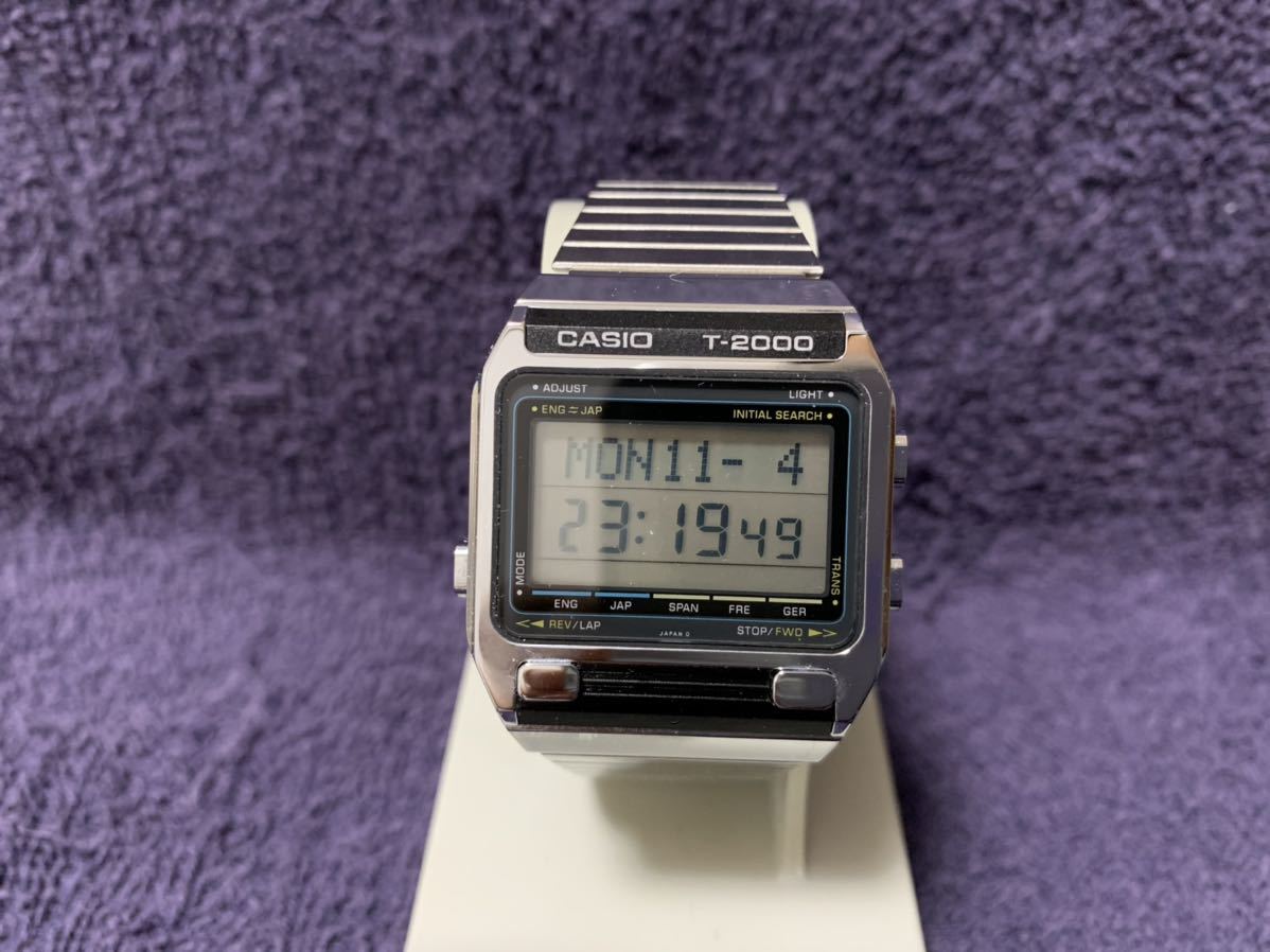 CASIO カシオ T-2000 219 箱説明書あり 腕時計 稼働品 デジタル レア シルバー 黒 黄 白 ステンレス ビンテージ 難あり ...