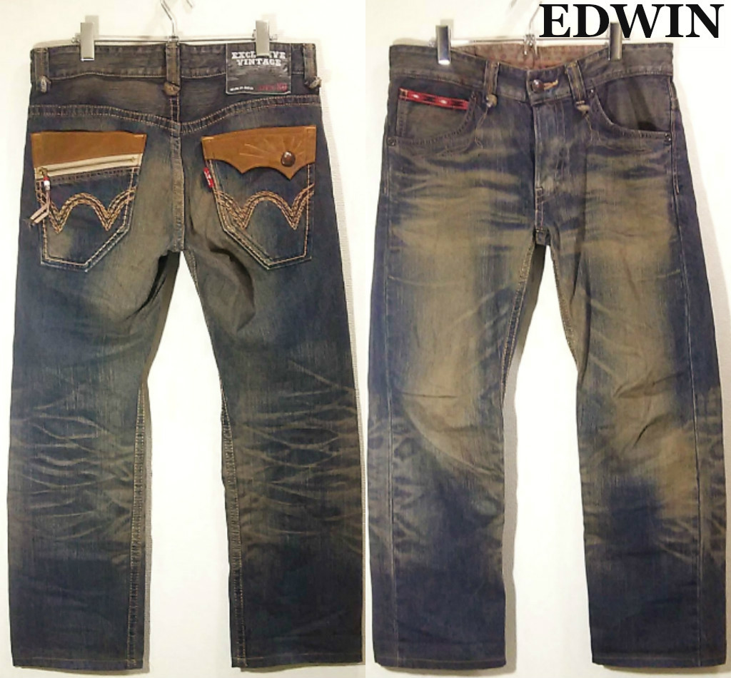 送料無 エドウィン 423XVS W86cm ウエスタンジップ ルーズストレートデニム 汚し加工 Sz.32 EDWIN B819(W32)｜売買されたオークション情報、yahooの商品情報を ...