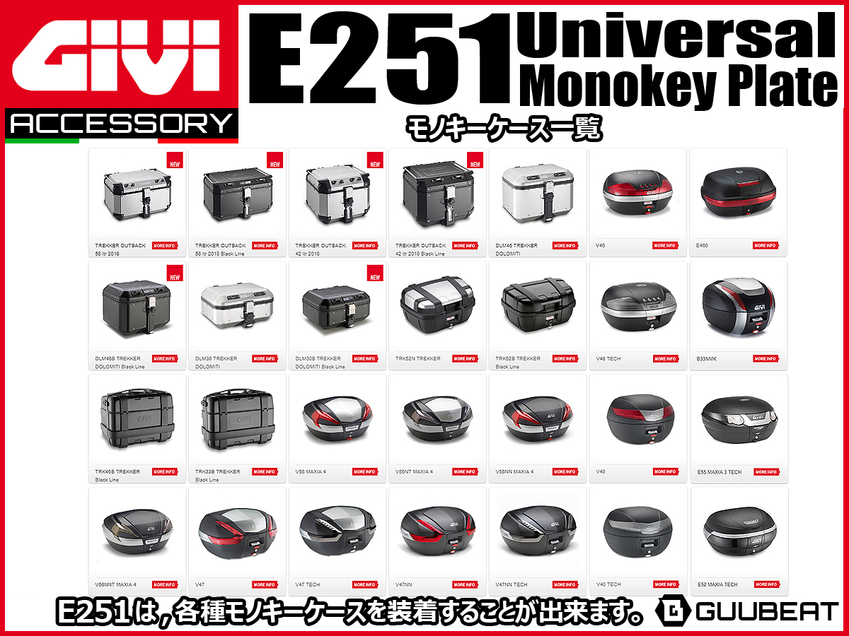 即納 GIVI E251 モノキーケース専用ベースプレートOBK58 V56 TRK52 E52 V47 DLM46 V46 TRK46 E460 TRK33に FXDL LB47 PCX ...