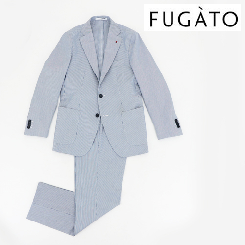 定価12万円 FUGATO フガート スーツ セットアップ 46サイズ ブルー ホワイト コードレーン コットン 春夏シーズン 1円スタート ...