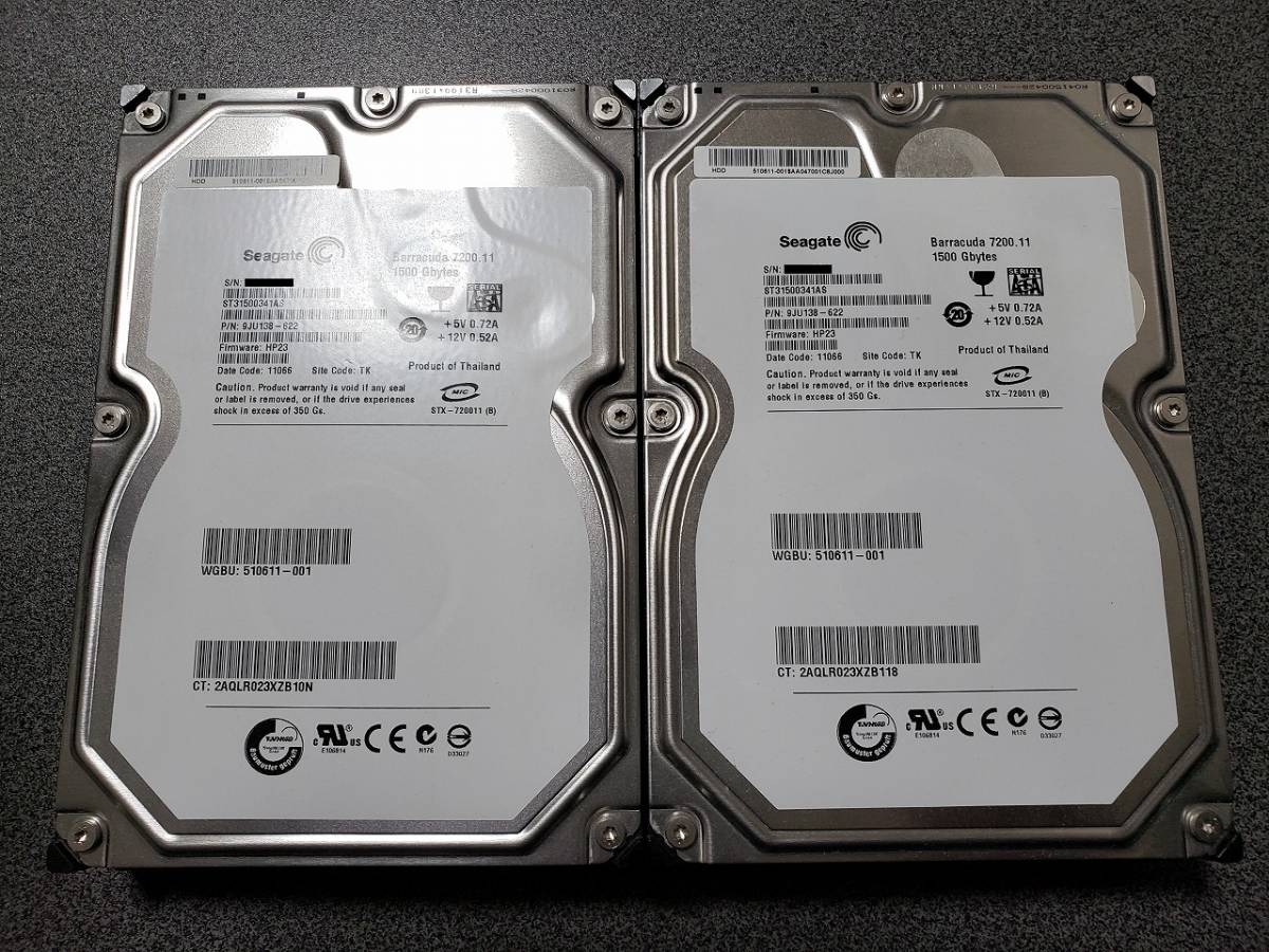 ST31500341AS 2台 + HD154UI 2台 1.5TB×4台セット(1TB～)｜売買されたオークション情報、yahooの商品情報 ...