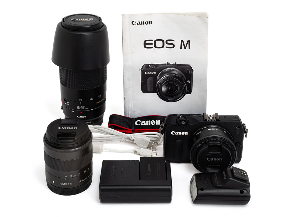 Used Canon キャノン EOS M 22/18-55 ダブルレンズキット＋EF75-300mm F4-5.6 マウントアダプター EOSMBK-WLK(キヤノン)｜売買された ...